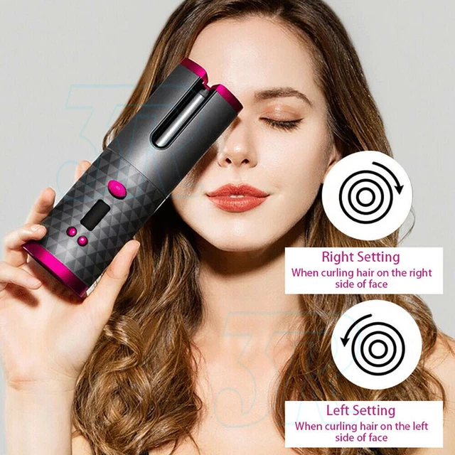 AUTO CORDLESS ROTATING Hair Curler Waver Curling Iron Wireless LCD ...