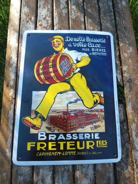 PLAQUE EMAILLEE PUBLICITAIRE MARQUE BRASSERIE FRETEUR GARANTIE EN EMAIL ...