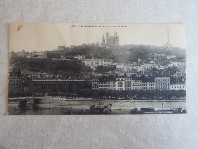 ANCIENNE GRANDE CARTE Postale de Lyon Vue Panoramique de la Colline de Fourvière EUR 12,00 ...