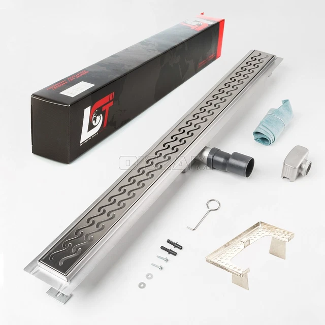 SHOWER GUTTER DOUBLE shafts 900x70mm drain gutter with stainless steel ...