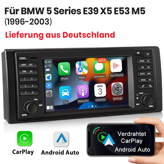 AUTORADIO CABLATA CARPLAY Android GPS DAB + navigatore per BMW E39 X5 E53 7"" stereo EUR 165,99 ...