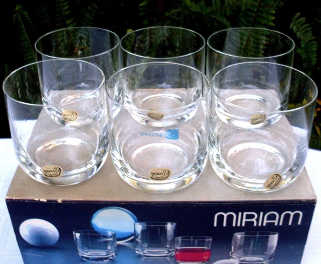 RARE VINTAGE BOHEMIA CRYSTAL (6Pc) MIRIAM Tumbler Glasses Boxed ...