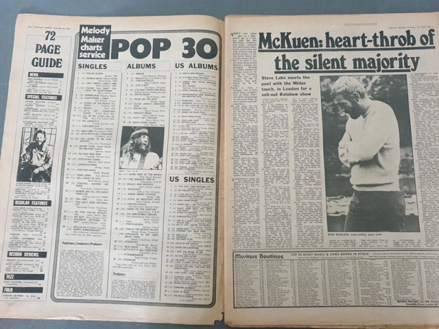 MELODY MAKER NEWSPAPER November 23rd 1974 Pink Floyd Cover £16.00 ...