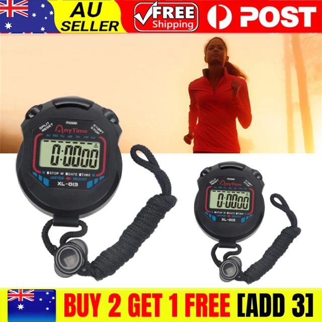 HANDHELD STOPWATCH DIGITAL Chronograph Sport Counter Lap Timer Stop ...
