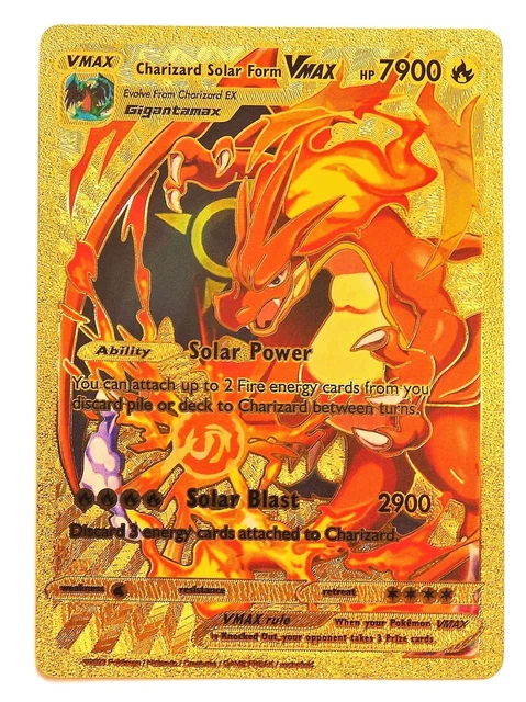 CARTE POKÉMON DORÉ - ANGLAISE US - Neuf - Charizard solar form VMAX EUR ...