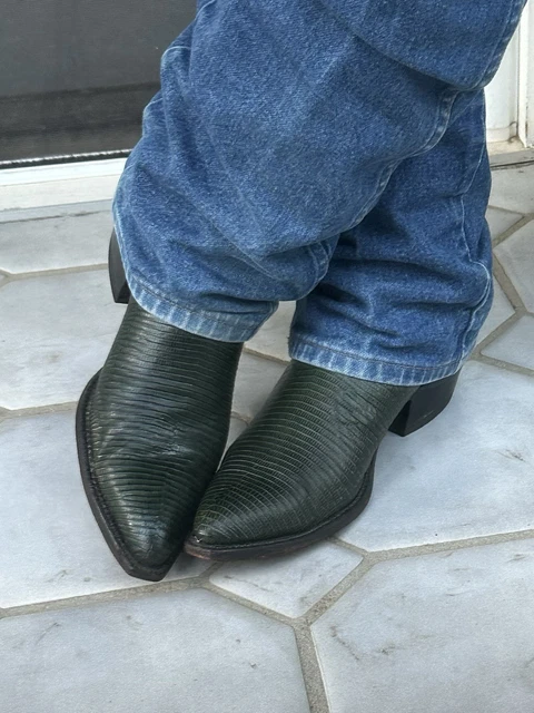 JUSTIN GREEN LIZARD Cowboy Boots 9.5 D £130.05 - PicClick UK