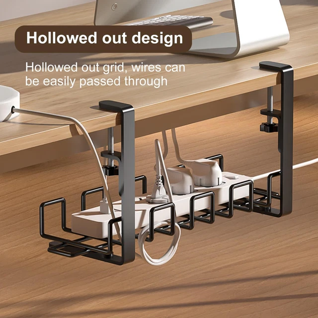 UNDER DESK CABLE Tray - Socket Cord Rack Cable Management (58cm Black ...