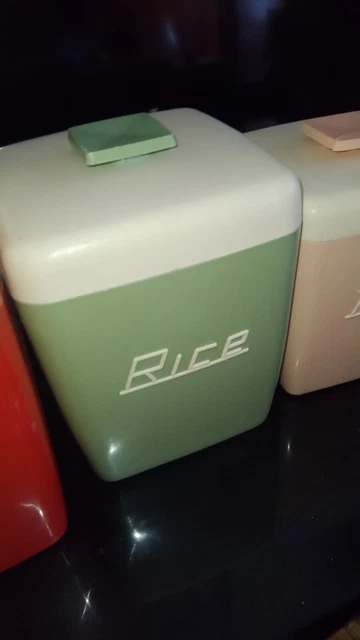 VINTAGE NALLY WARE Harlequin Canister Set of 4 Graduating stackable ...