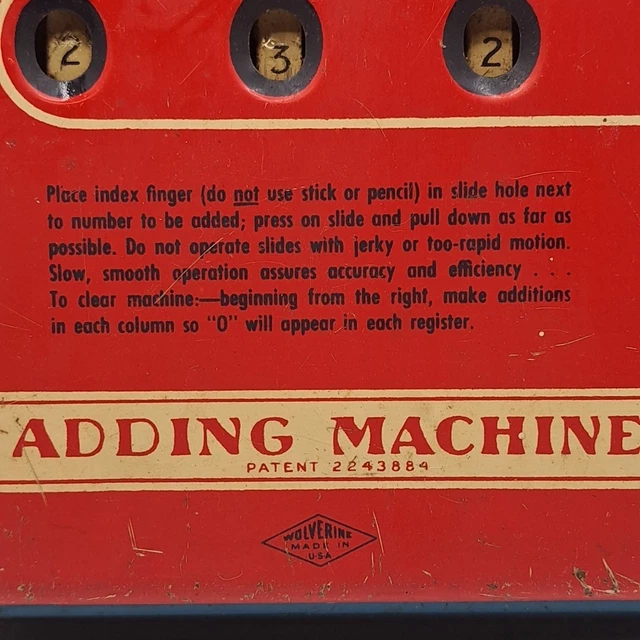 VINTAGE 1940'S MECHANICAL Wolverine Tin Toy Adding Machine Pull Dial ...