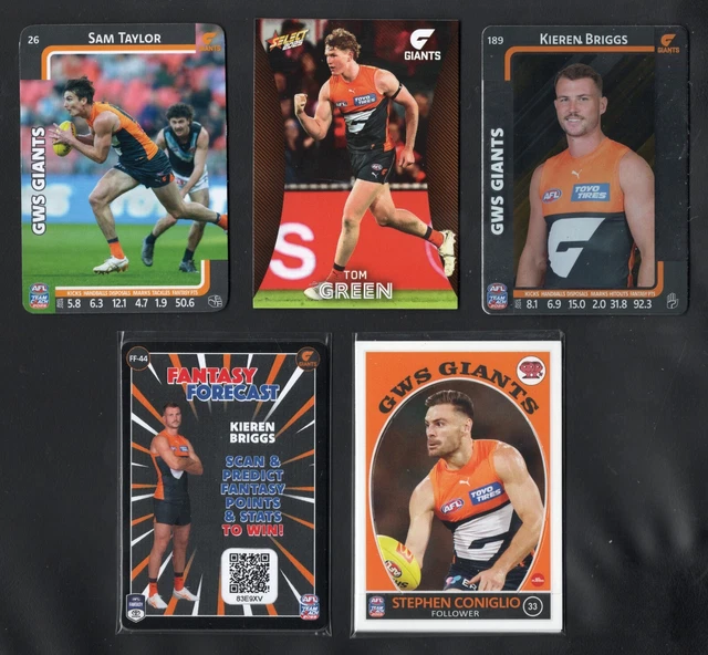 2025 AFL TEAMCOACH & SELECT 5 x TEAM SETS [BASE & INSERTS] 42 CARDS ...