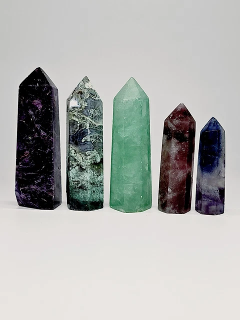 CRYSTAL TOWERS BUNDLE Natural Obelisks Fluorite Moss Agate Amethyst EUR ...