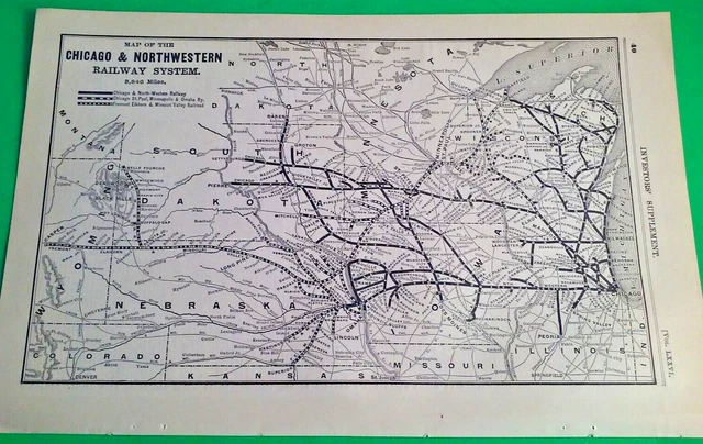 RARE 1903 RAILROAD Map of The CHICAGO & NORTHWESTERN Railway System ...