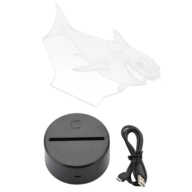 7-COLOR CHANGING 3D Shark Night Light Optical Illusion Mood Lamp ...