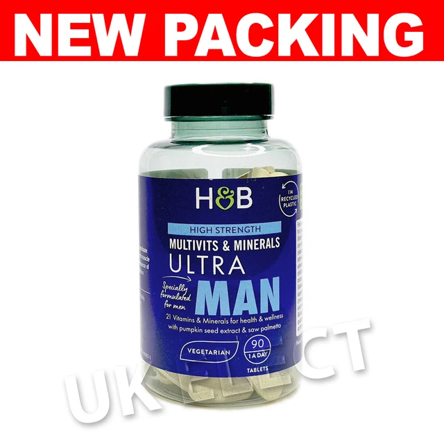 HOLLAND & BARRETT ULTRA MAN Multivitamin & Mineral Tablets *NEW Packing ...
