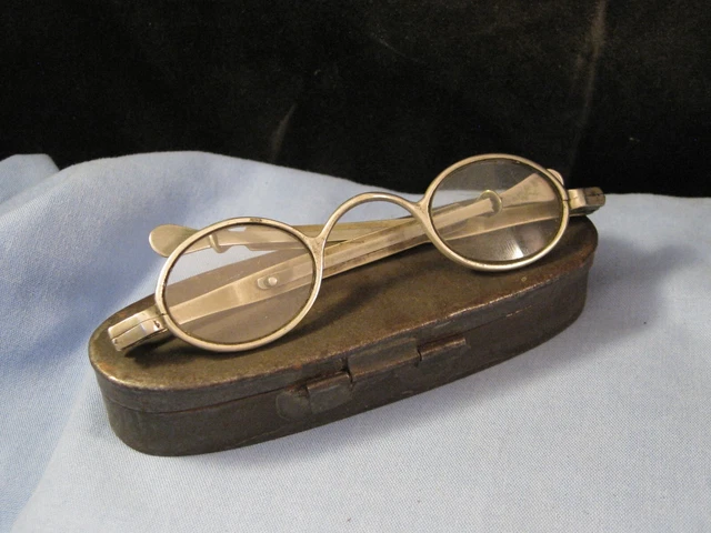 PAKTONG CHINESE ANTIQUE Adjustable Reading Glasses Spectacles In Tin ...