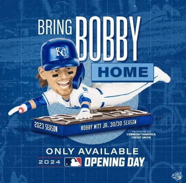 BOBBY WITT JR Bobblehead SGA jour d'ouverture prévente Kansas City KC ...