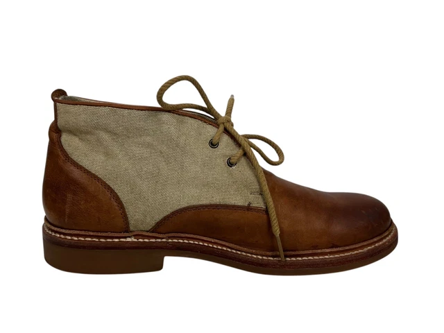 FRYE MENS BOOTS 9.5 Brown Leather Canvas Chukka Desert Distressed ...