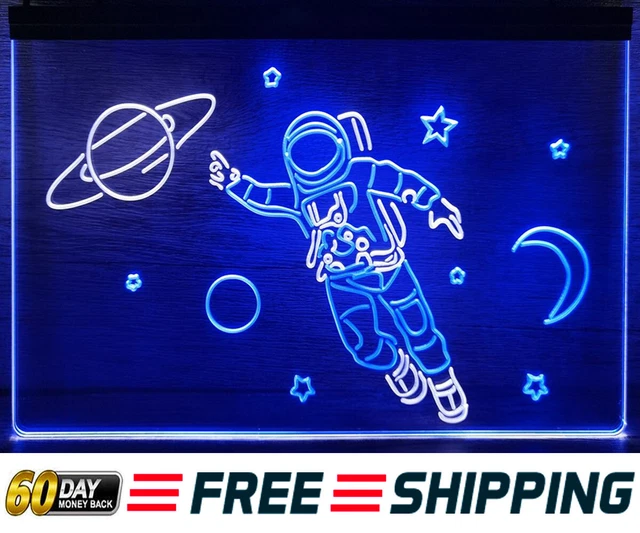 ASTRONAUT PLANETS SPACE Galaxy LED Neon Light Sign Home Room Wall Art ...