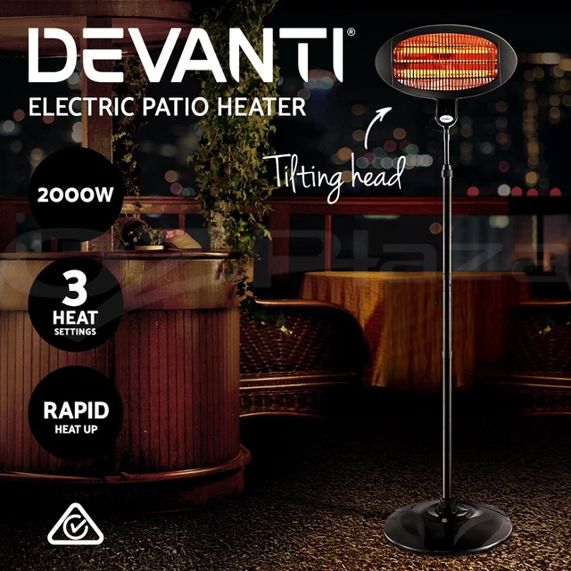 DEVANTI ELECTRIC PATIO Heater Outdoor Radiant Portable Pedestal Heat ...