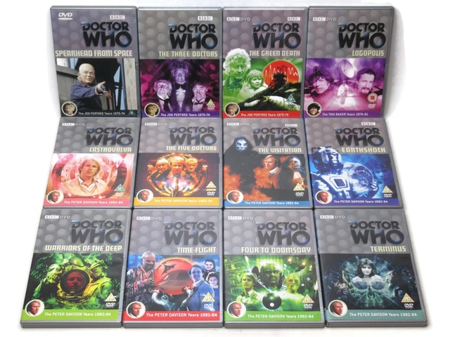 CLASSIC DOCTOR WHO DVD Bundle X 12 Earthshock Five Doctors Time Flight ...