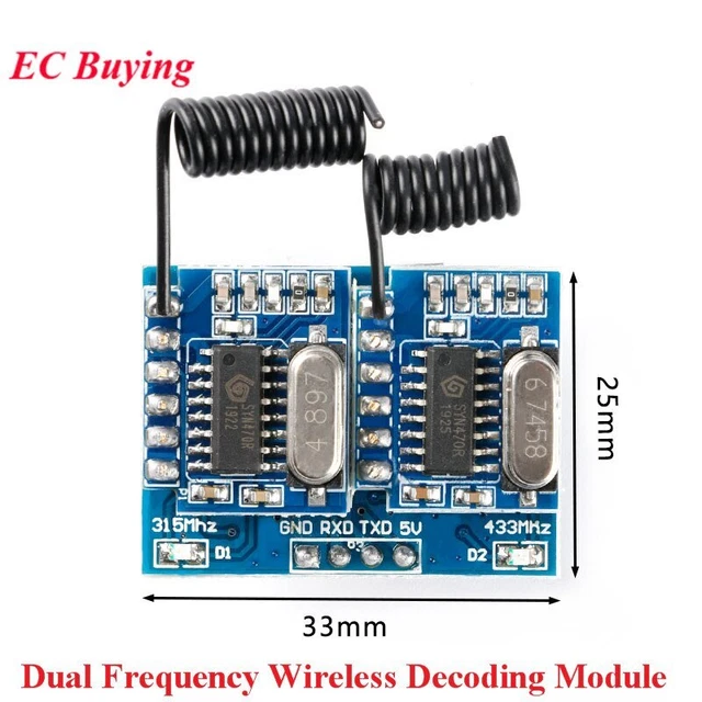 315/433MHZ DUAL FREQUENCY RF Wireless Remote Control Decoding Receiver ...