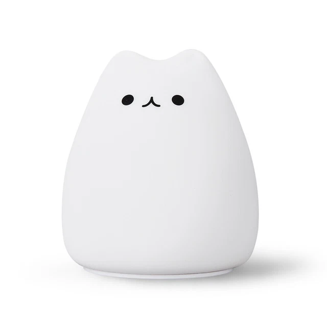 7 COLOR CHANGING Soft Silicone Pat LED Night Light Cute Cat Lamps ...