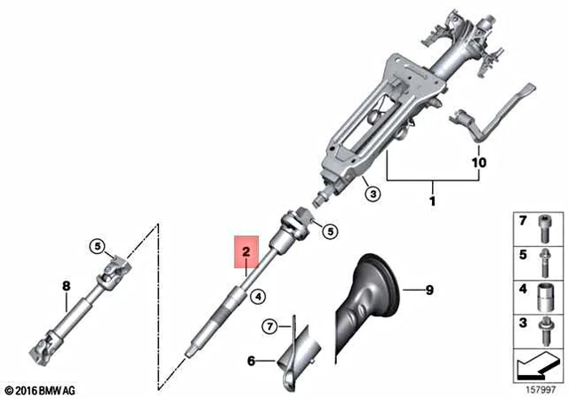 GENUINE BMW HYBRID X5 X6 E70 E71 E72 F15 Steering Spindle Middle ...