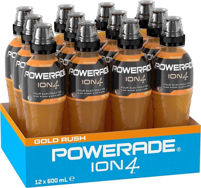 POWERADE ION4 GOLD Rush Sports Drink Multipack Sipper Cap Bottles 12 X ...