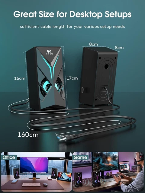 OROW COMPUTER SPEAKERS, Desktop Speakers with Various Colorful 10W ...