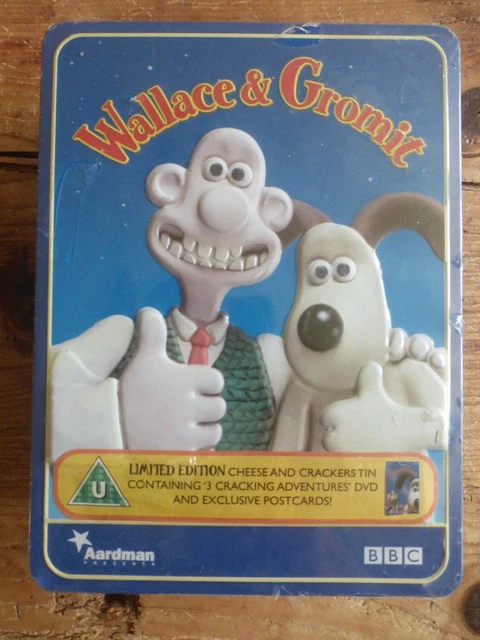 WALLACE & GROMIT limited edition cheese and cracker tin 3 DVD'S ...