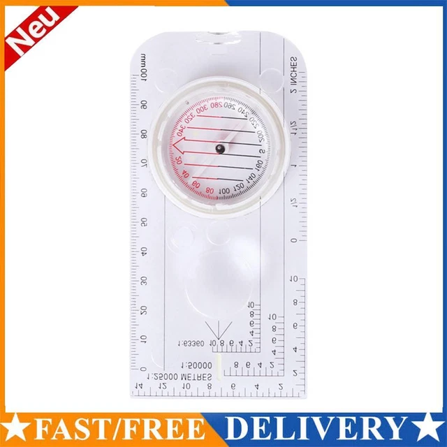 ACRYLIC DRAWING SCALE Compass Map Ruler Pointing Guide Portable ...