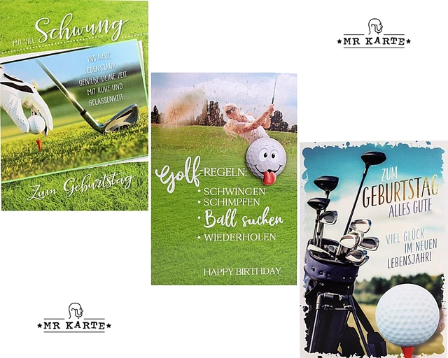 KARTE GLÜCKWUNSCHKARTE GOLF Klapp- Gruß- Geburtstagskarte Golfkarte ...