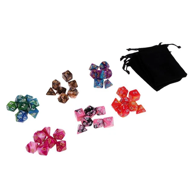 42X JEU DE Dés Polyédriques D4 D6 D8 D10 D12 D20 Avec Sac Pour Jeux DND TRPG EUR 16,12 - PicClick FR