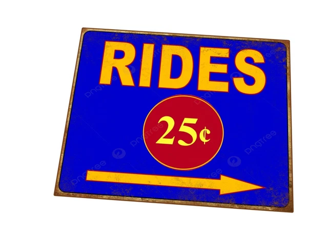 VINTAGE RIDES SIGN, Fairground Carnival Ride Sign, Coney Island Rides ...