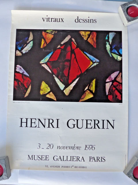 HENRI GUERIN, AFFICHE d'exposition 1976, VITRAUX-DESSINS, Musée ...