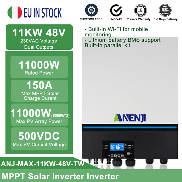 INVERTER SOLARE 11KW Off-Grid Dual MPPT 150A 230V 500V Supporto WiFi ...