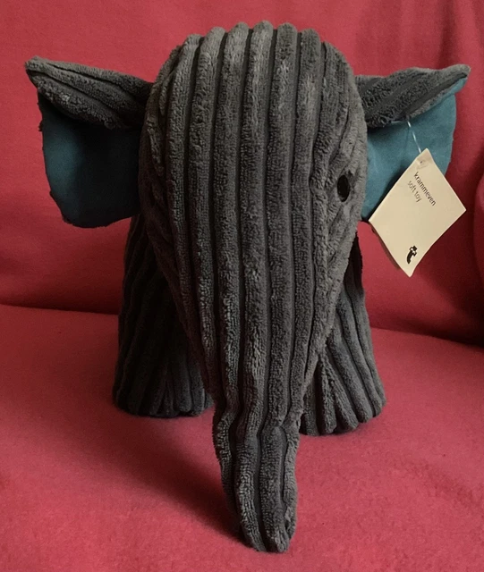 FLYING TIGER KRAMMEVEN DARK BLUE Cord Elephant Soft Plush Toy 9” x 17 ...