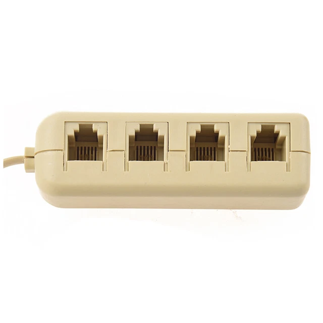 RJ11 6P4C TO 6P4C 4 Way Telephone Line Modular Splitter Adapter Beige ...
