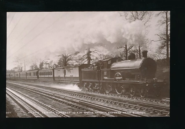 RAILWAY LNWR SCOTCH Express loco#374 Empress at Bushey c1910/20s? RP ...
