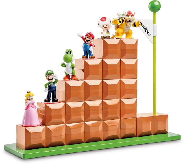 NINTENDO AMIIBO SUPER Mario Bros. End Level Stairs Block Flag Pole ...