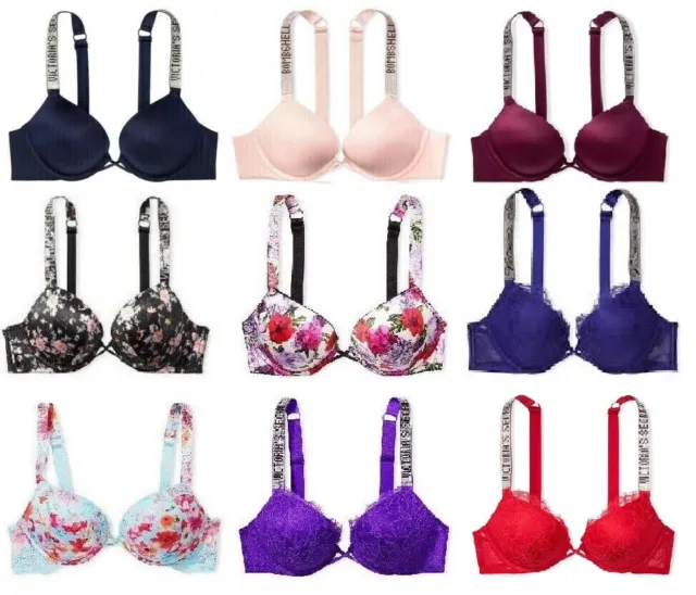 VICTORIAS SECRET VERY Sexy Bombshell Add 2 Cups Shine Strap Super Push ...