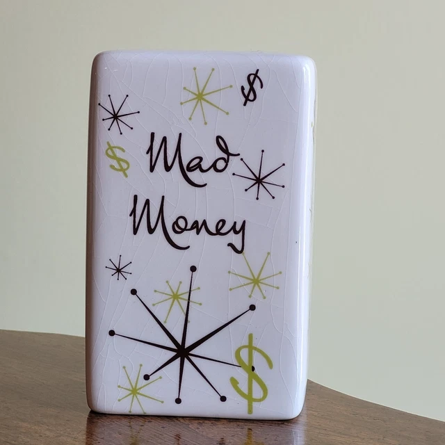 VINTAGE PRETTY PENNY Coin Bank Mad Money MCM Retro Starburst Atomic ...