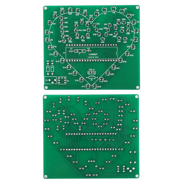 STC51 SINGLE CHIP DC4.5-5V Remote Control Heart Shaped LED Light Kit ...