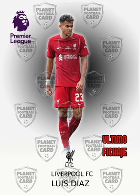 LUIS DIAZ, LIVERPOOL Fc. White Card, 2022/2023 Custom Football Card. £3 ...