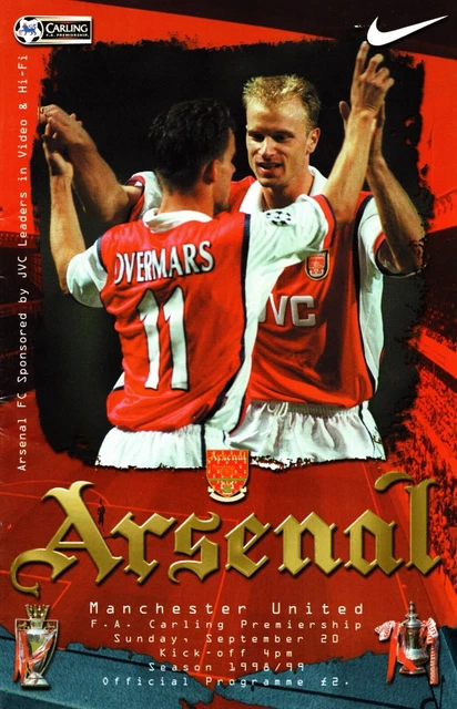 ARSENAL FC V Manchester United 1998-1999 FA Premier League Programme 20 ...