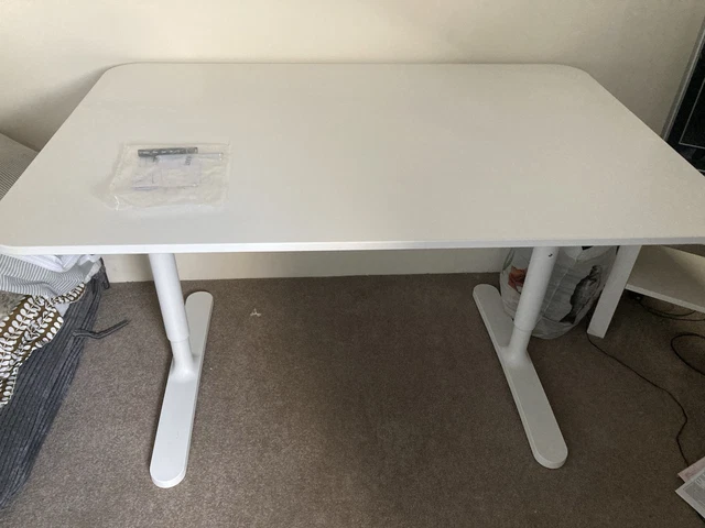 IKEA BEKANT DESK white Office table 120x80cm adjustable height £23.87 ...