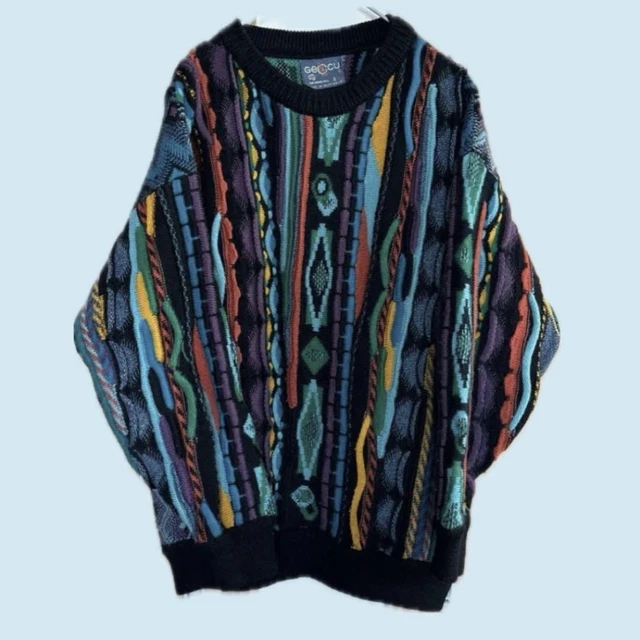 VINTAGE GECCU STYLE 3D Knit Sweater Coogi Inspired 90s £97.02 - PicClick UK