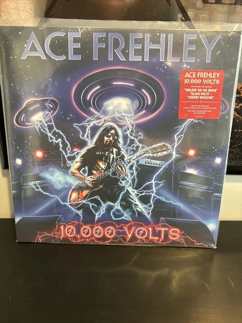 ACE FREHLEY 10,000 Volts Clear Red Blue & Silver Color Splatter Vinyl ...