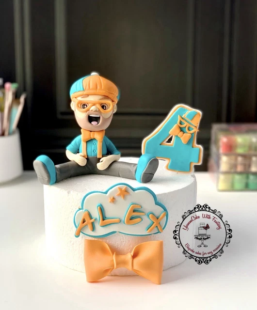 BLIPPI INSPIRED CAKE Topper Set Fondant Bow Personalised DIY ...