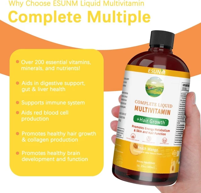 COMPLETE LIQUID MULTIVITAMIN + Hair Growth, | Vitamin C D | B Vitamins ...